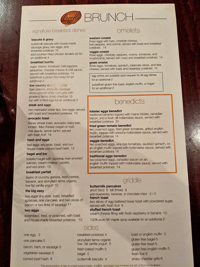 The brunch menu reads like a love letter to morning food. Notice how everything sounds better with "house-made" in front of it?