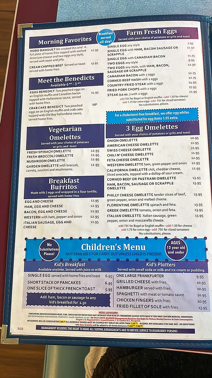 This menu is like a roadmap to happiness&mdash;where every breakfast path leads to satisfaction and possibly a nap afterward.