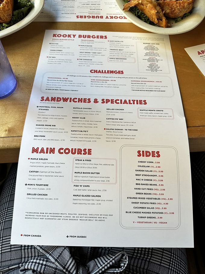 The menu reads like a love letter to comfort food, with Canadian classics and Southern favorites competing for your stomach's attention.