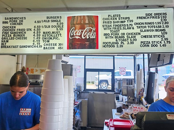 The menu board tells a story of American classics at honest prices. No fancy descriptions needed&mdash;these dishes have earned their reputation the old-fashioned way.