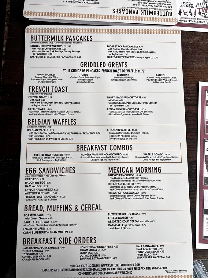 This isn't just a menu&mdash;it's a roadmap to happiness. The breakfast section alone could sustain you through nuclear winter.