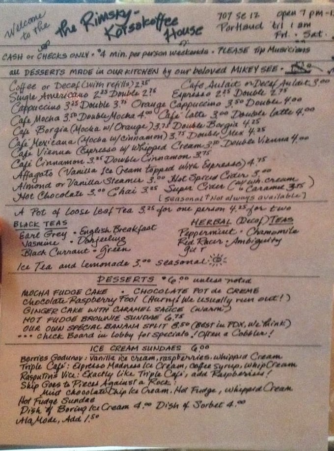 The handwritten menu feels like a treasure map to dessert paradise. Each item promises a sweet adventure worth embarking on.