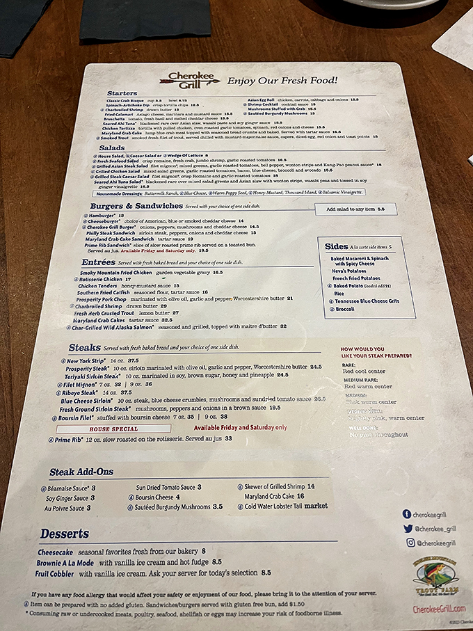 A menu shouldn't just tell you what you can eat&mdash;it should make you hungry. This one succeeds magnificently with that Prime Rib weekend special calling my name.