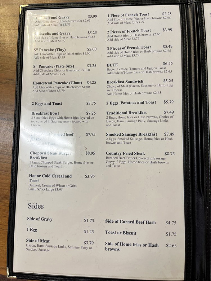 This menu isn't trying to impress with fancy fonts or exotic ingredients. It's the culinary equivalent of a firm handshake&mdash;honest, direct, and satisfying.