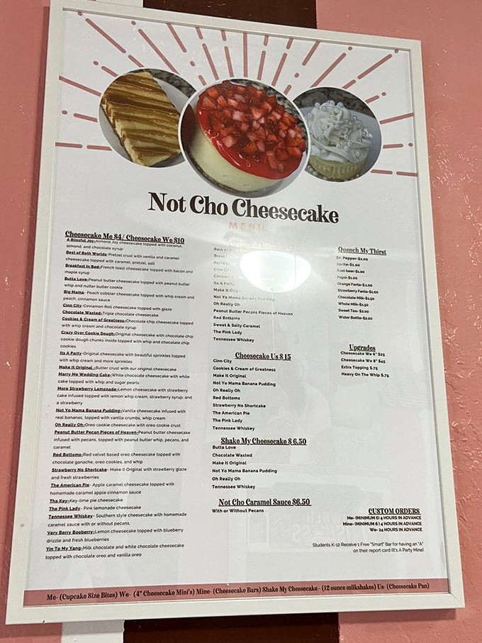 This menu isn't just a list &ndash; it's a treasure map where X marks the spot for your next dessert obsession.