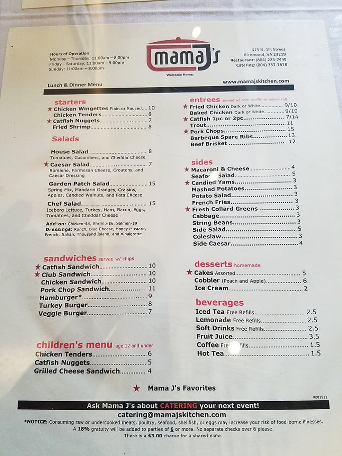 This menu isn't just a list of dishes&mdash;it's a roadmap to soul food paradise, with stars marking the true landmarks.