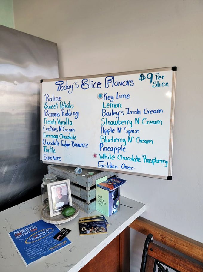 This menu board isn't just a list &ndash; it's a dessert treasure map where X marks the spot for your next food epiphany.