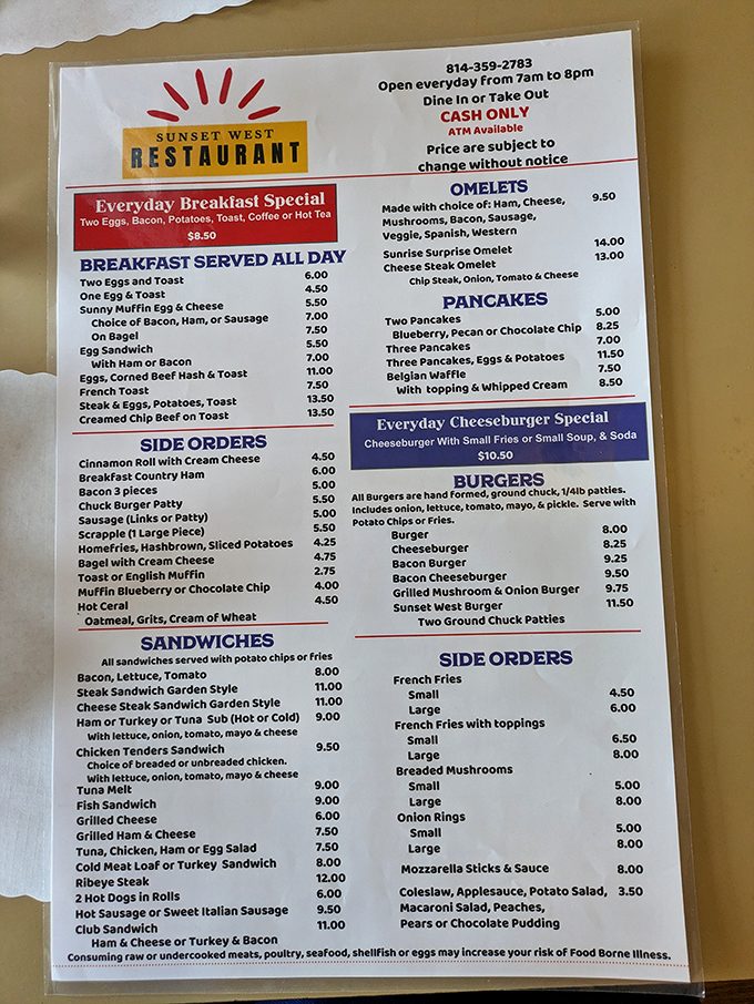 A menu that doesn't need fancy fonts or pretentious descriptions &ndash; just honest food at honest prices that keeps locals coming back for decades. 