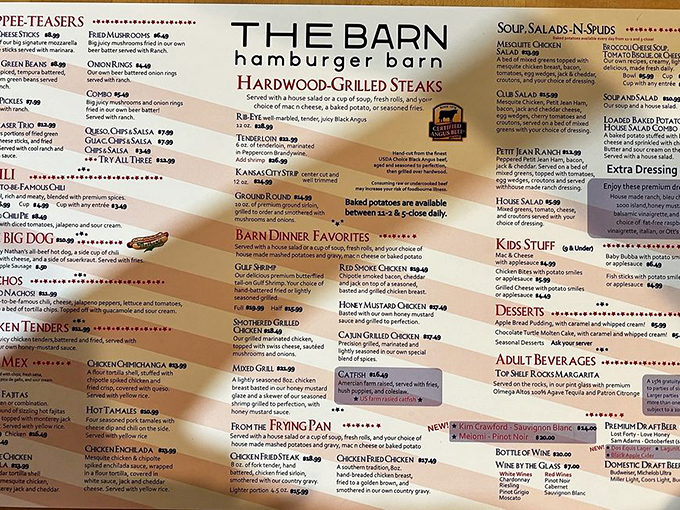 A menu that reads like a love letter to burger enthusiasts. The "Hot Desire" burger isn't just a name&mdash;it's a promise.