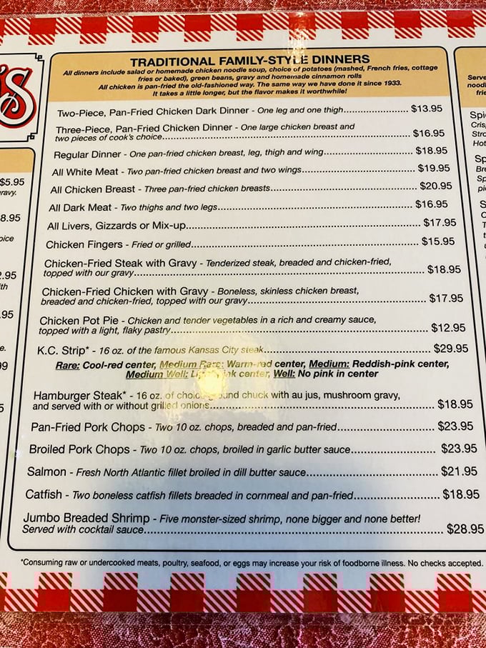 A menu that doesn't need fancy fonts or pretentious descriptions &ndash; just honest offerings of what might be Kansas's greatest contribution to American cuisine.