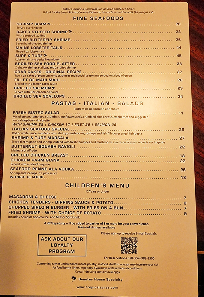 A menu that doesn't need trendy buzzwords or QR codes—just straightforward classics that have stood the test of time.