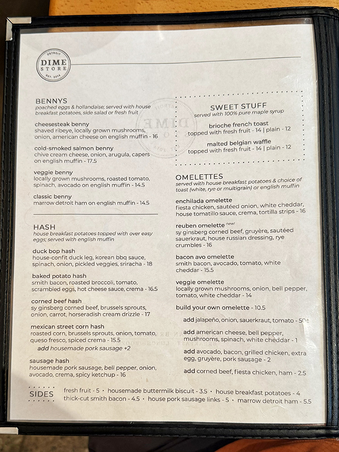 This menu isn't just a list of options&mdash;it's a roadmap to brunch nirvana. The hardest part isn't choosing what to eat, but what to save for next time.