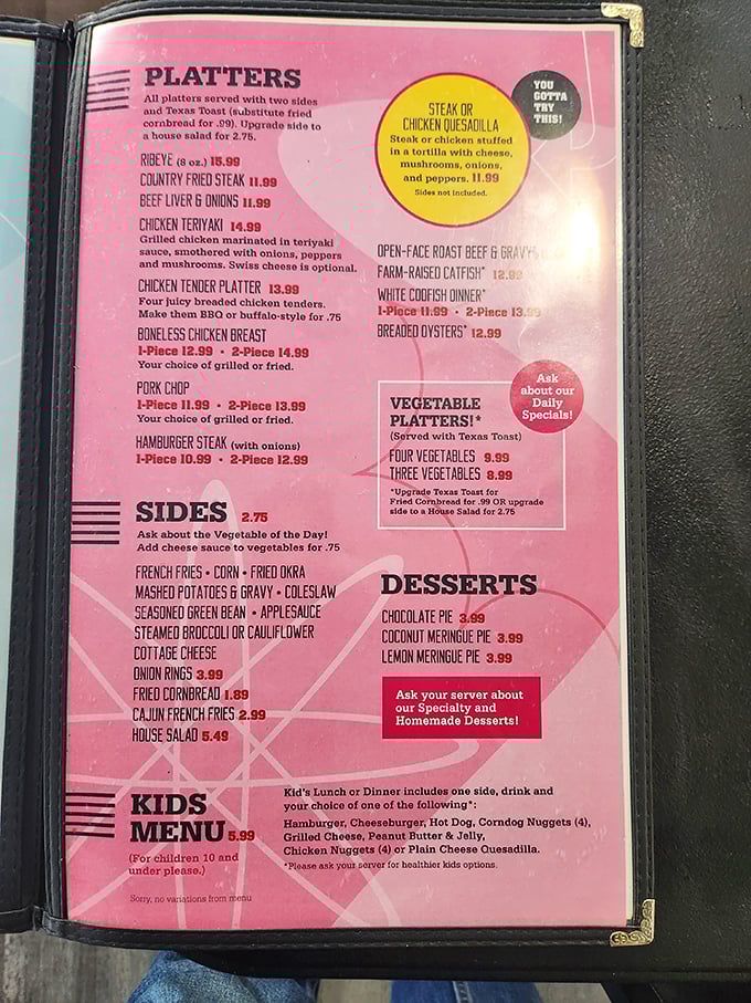 The pink menu speaks volumes: straightforward, focused, and right to the point&mdash;just like Kentucky itself. That roast beef is calling your name.