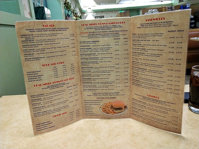 No QR codes or fancy font needed—this tri-fold menu has been guiding hungry Hoosiers to happiness longer than most restaurants have been in business.
