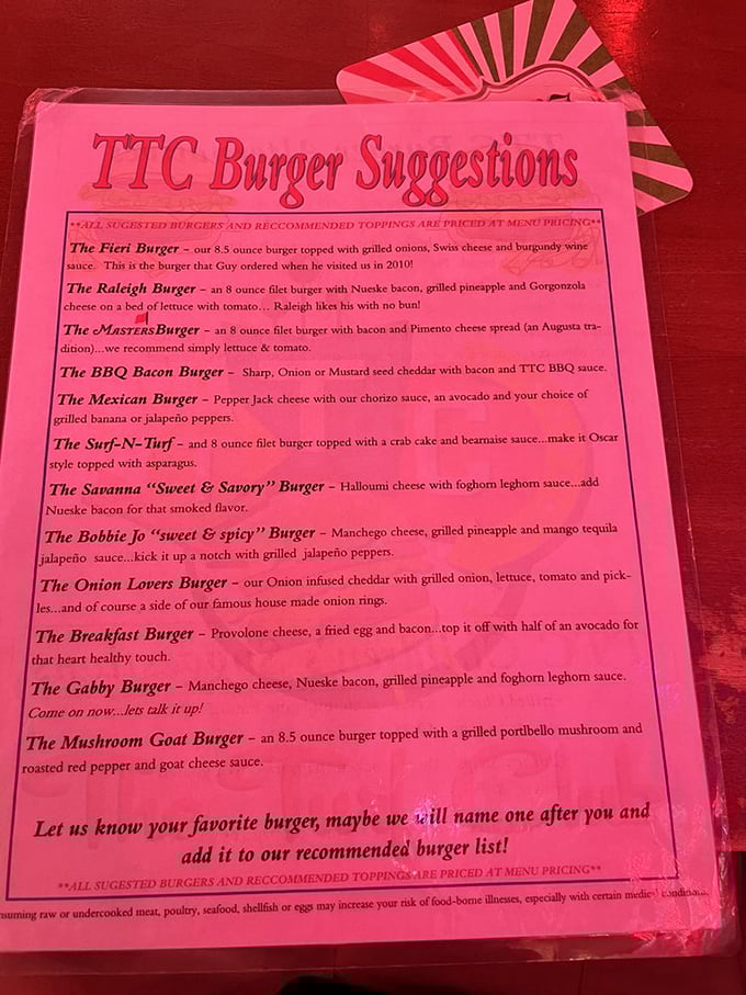 Not so much a menu as a love letter to burger possibilities. Each option more tempting than the last.