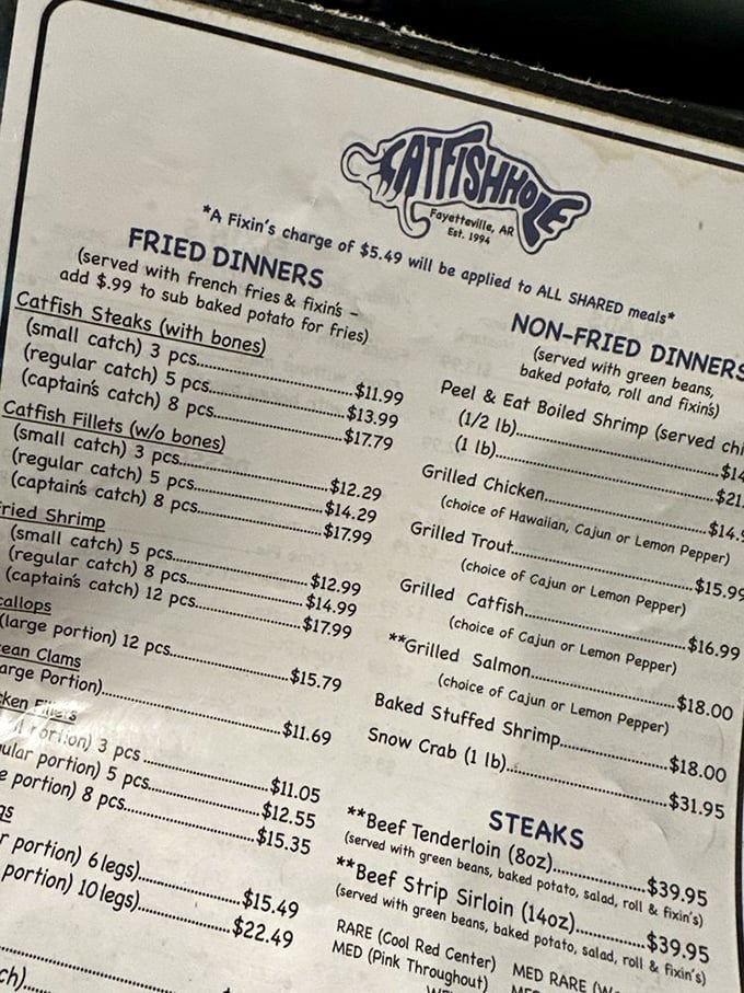 This menu isn't just a list of options&mdash;it's a roadmap to happiness. The "Captain's Catch" isn't just a meal, it's a commitment.