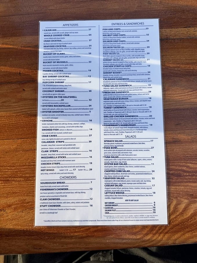 This menu isn't just a list of dishes&mdash;it's a treasure map to seafood nirvana. The hardest journey is deciding what to order.