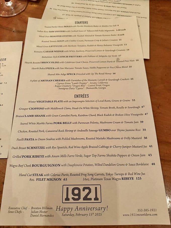 This isn't just a menu—it's a roadmap to flavor country, with that pork ribeye calling your name from the entrée section.