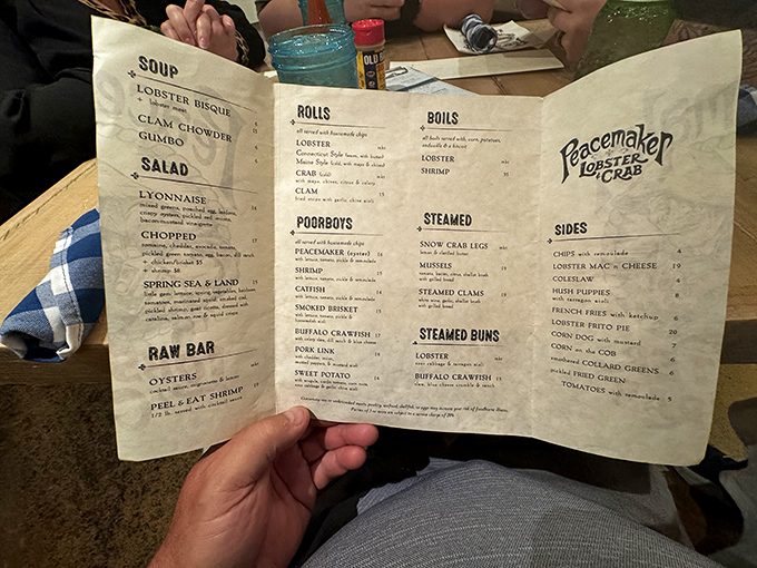 The menu reads like a coastal treasure map, with each item promising a delicious journey from the Midwest to the ocean. 