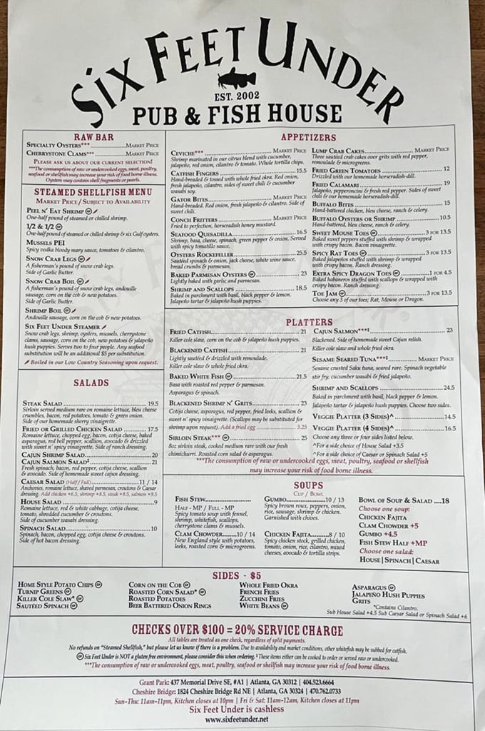 A menu that reads like seafood poetry. So many options, so little stomach space—the true diner's dilemma.