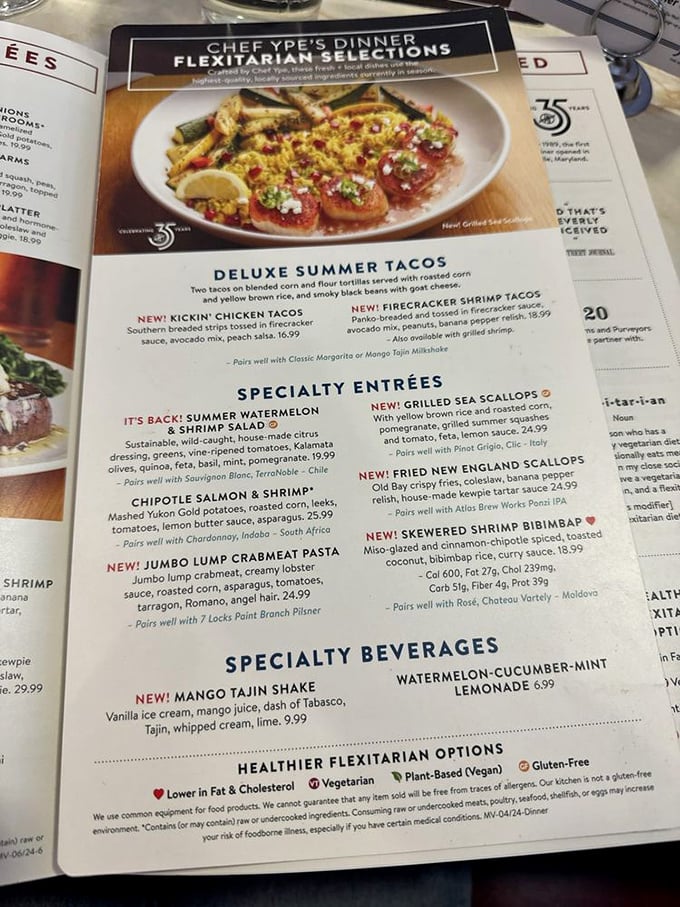 The menu reads like a love letter to American cuisine, with "flexitarian" options proving that even diners have evolved beyond the Eisenhower era.