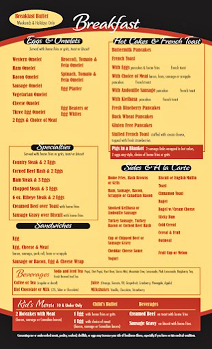 This menu isn't just a list of food&mdash;it's a roadmap to happiness. The breakfast section alone could solve most of life's problems.