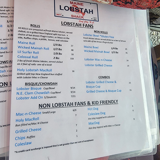 This isn't just a menu&mdash;it's a roadmap to lobster nirvana, with options that'll make a New Englander feel right at home.
