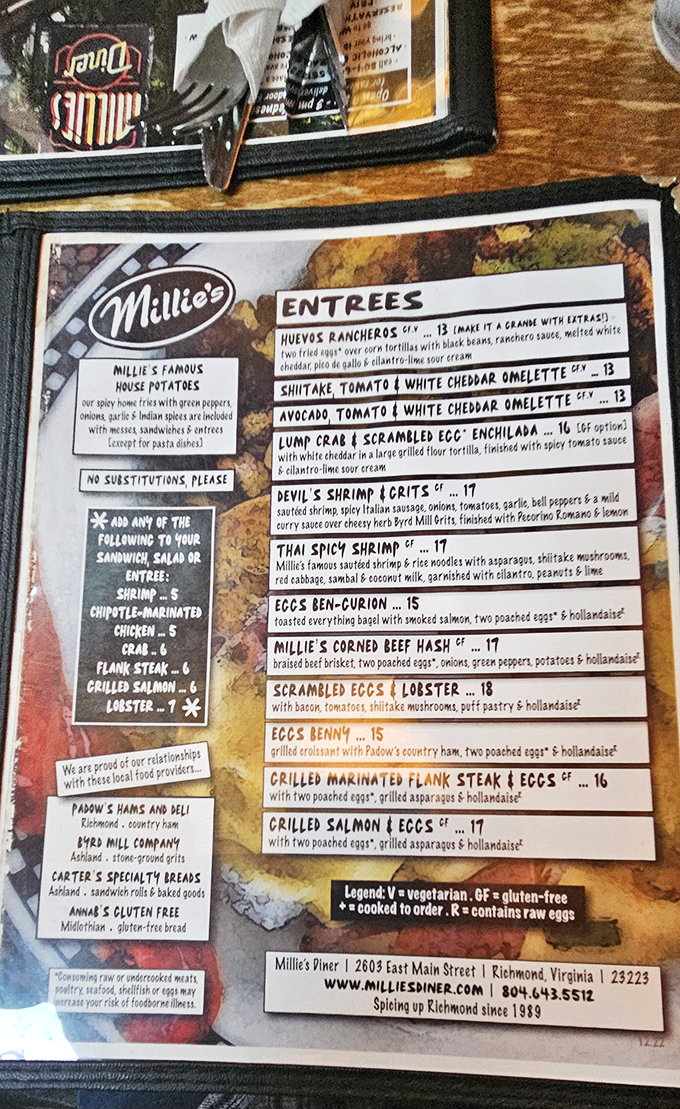 This menu isn't just a list of options&mdash;it's a roadmap to breakfast nirvana. The Devil's Shrimp & Grits might be the closest thing to a religious experience you'll find at 9 AM.