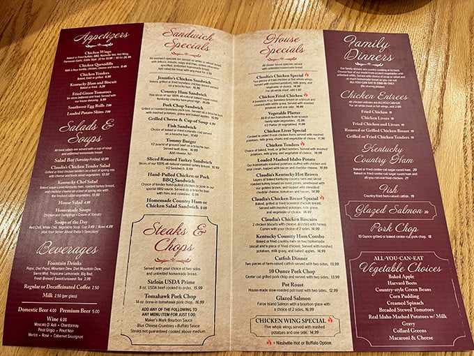 This isn't just a menu&mdash;it's a roadmap to comfort food nirvana, with each description promising a journey through Kentucky's finest culinary traditions.