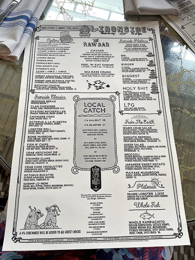 This isn't just a menu &ndash; it's a treasure map where X marks the spot for "Holy Shit" platters and lobster rolls worth crossing oceans for.