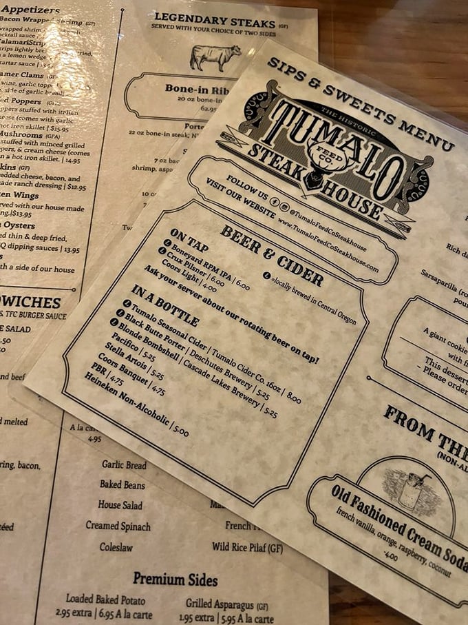 This isn't just a menu&mdash;it's a declaration of delicious intent. "Legendary Steaks" isn't marketing; it's a promise they keep.