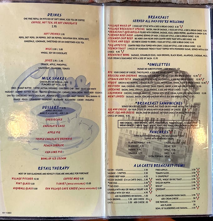 A menu that doesn't need fancy fonts or culinary buzzwords. Just honest breakfast offerings that have stood the test of time.