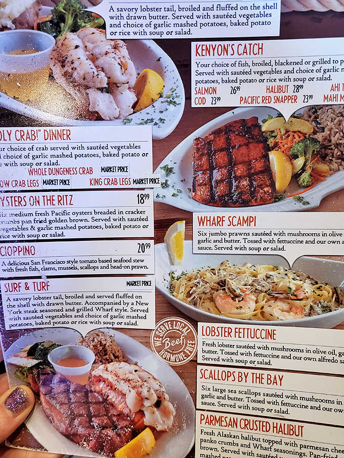 This menu isn't just a list&mdash;it's a maritime treasure map. Each description promises a seafood adventure worth embarking on.