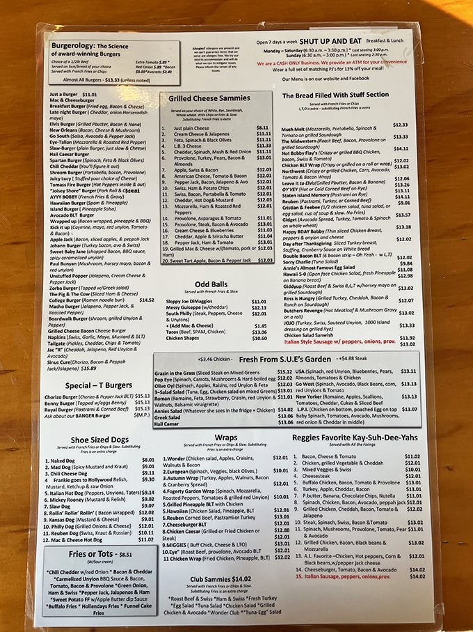 The menu that launched a thousand cravings. "Burgerology" and "Odd Balls" aren't just categories&mdash;they're promises of deliciousness to come.