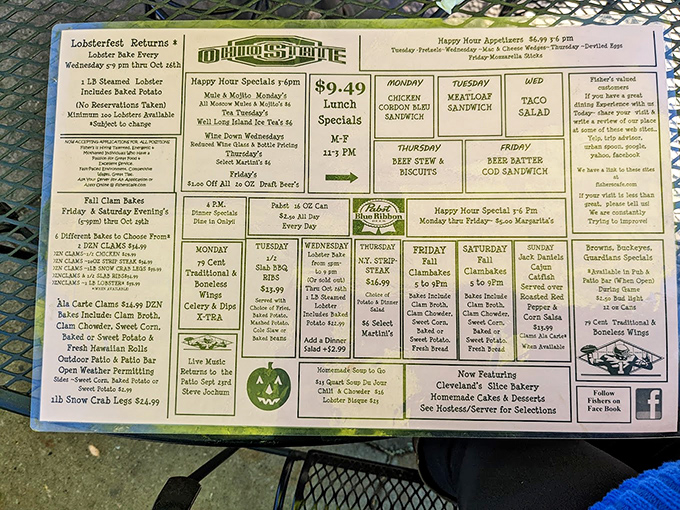 A menu that reads like a love letter to Midwest comfort food. Daily specials that give you something to look forward to every day of the week.