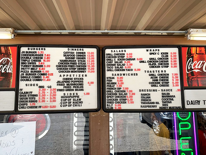 A menu board that hasn't changed since rotary phones were cutting-edge technology. The best restaurants don't need fancy fonts to promise deliciousness.