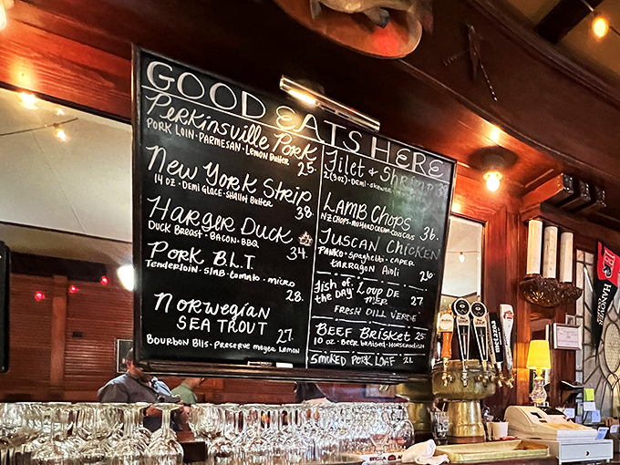 The chalkboard menu reads like a love letter to carnivores. Each handwritten item represents not just a meal, but a potential life-changing experience.