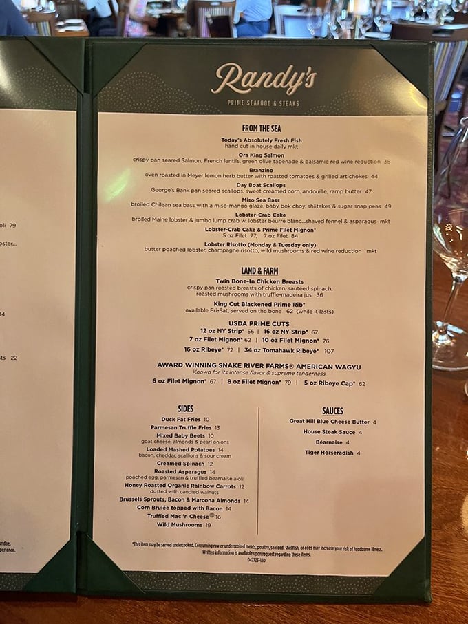 This menu isn't just a list of options&mdash;it's a roadmap to happiness. The "From the Sea" section alone could make Neptune jealous.