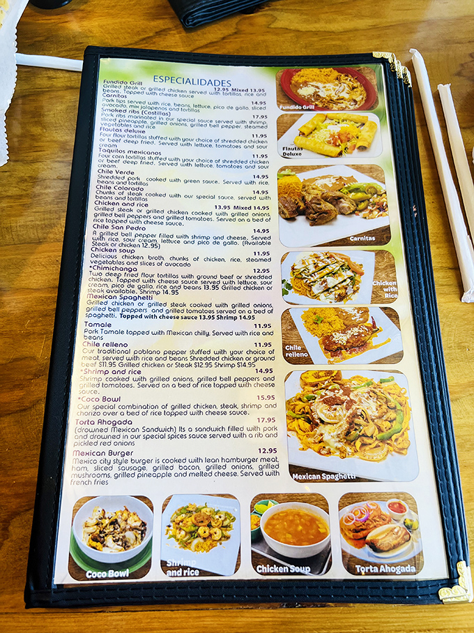 The menu reads like a love letter to Mexican cuisine. Each description might as well say, "Your diet plans end here, but oh, what a glorious surrender."