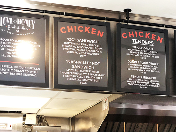 The menu board reads like poetry to chicken lovers—simple, focused, and promising delights that make decision-making deliciously difficult.