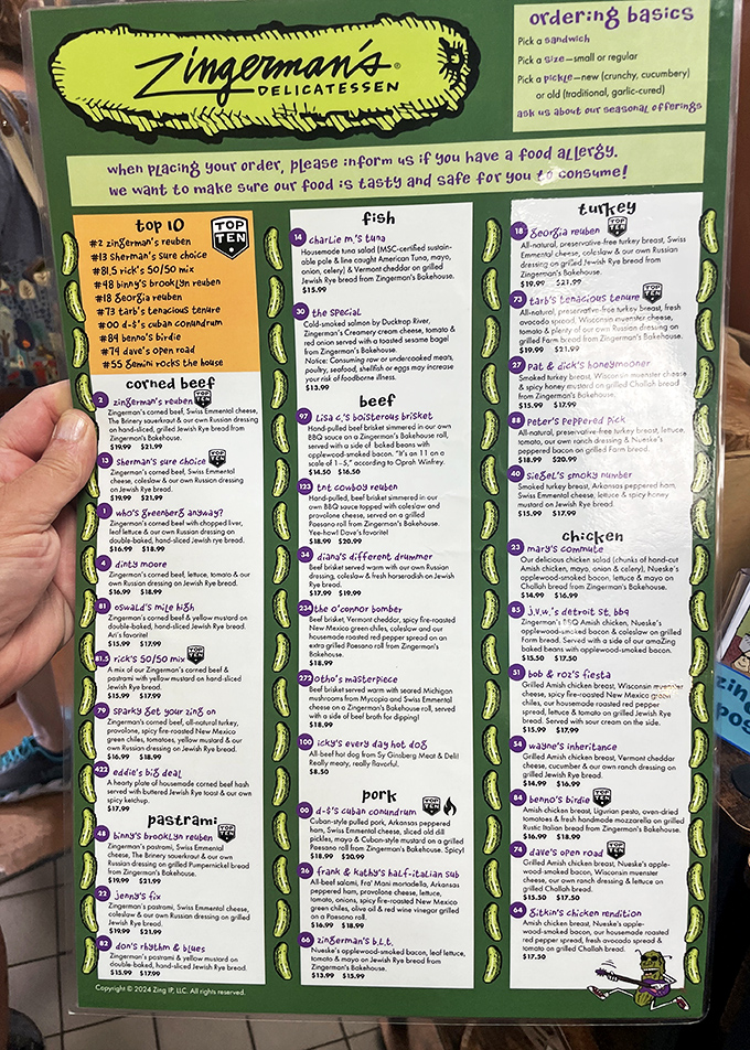 Navigating this menu is like reading War and Peace, if Tolstoy had been obsessed with corned beef and Swiss cheese.