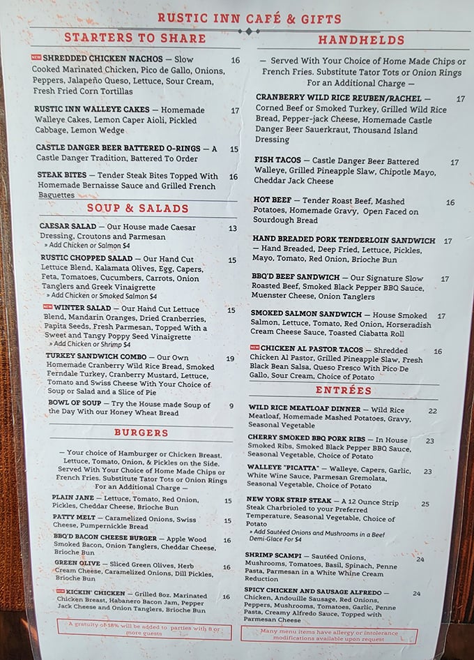 A menu that reads like a love letter to Minnesota comfort food. Each option promises the kind of satisfaction that makes winter worthwhile.