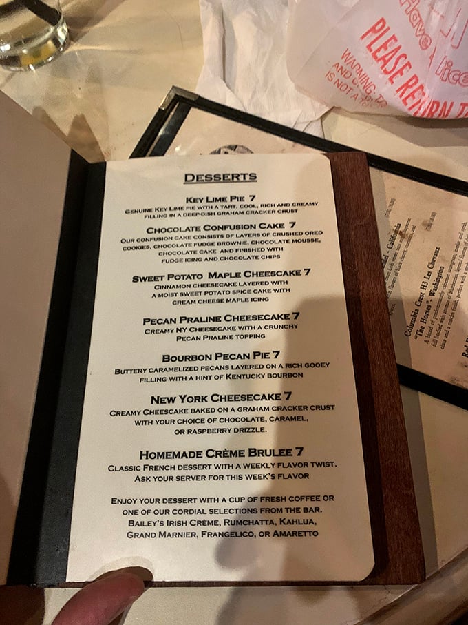The dessert menu reads like poetry for your sweet tooth&mdash;bourbon pecan pie with a hint of Kentucky's finest? Yes, please!