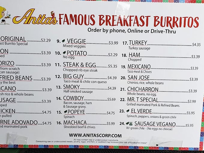 The breakfast burrito menu reads like a novel where every character is someone you'd want to invite to dinner&mdash;especially that intriguing "El Verde" with its spinach and green chile.