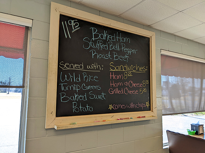 The daily specials board &ndash; a handwritten promise of Southern comfort that changes with the seasons but always delivers on flavor.