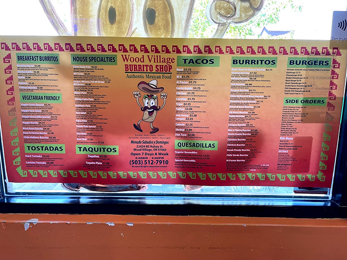 The menu board is like a roadmap to happiness &ndash; colorful, comprehensive, and featuring a cartoon mascot who looks as excited about these burritos as you're about to be.