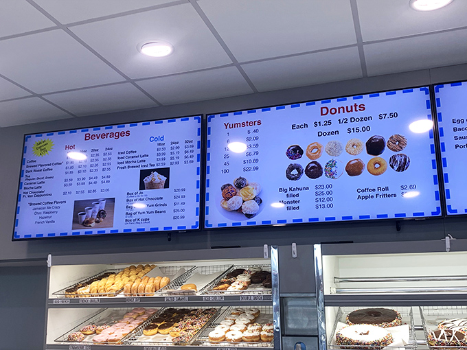 The menu board tells a story of restraint &ndash; no fancy flavor combinations named after celebrities, just honest donut craftsmanship at its finest.
