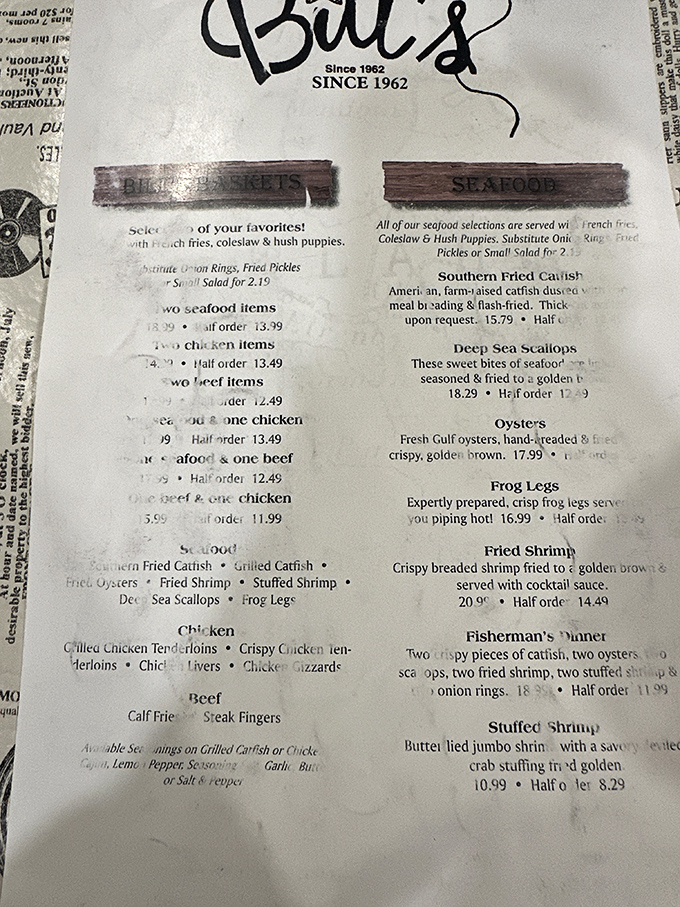 A menu that hasn't needed updating since the Beatles were topping charts. When you know what you're good at, why complicate things?