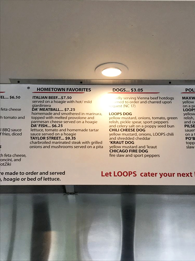 The menu board speaks the language of comfort – no flowery descriptions needed when your Italian beef has already achieved neighborhood legend status.