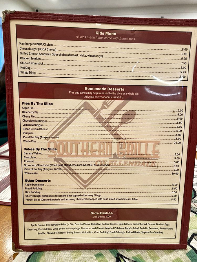 A menu that doesn't need fancy fonts or pretentious descriptions&mdash;just a straightforward promise of comfort food that delivers every time.